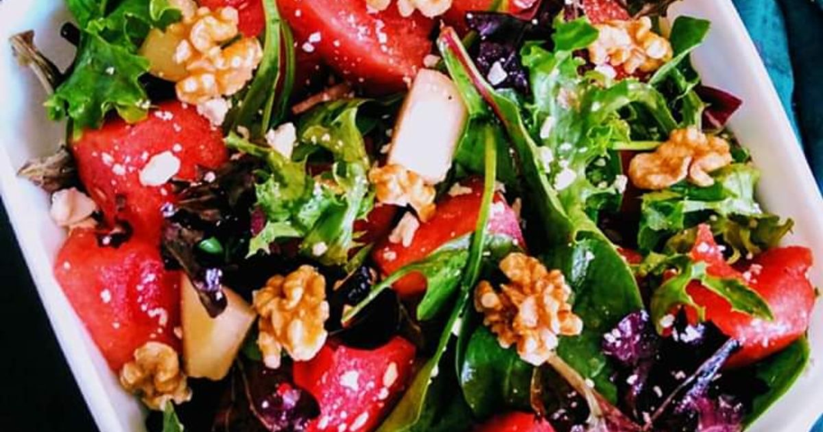 Watermelon & Pears Feta Salad Recipe By Sonia Shringarpure ...