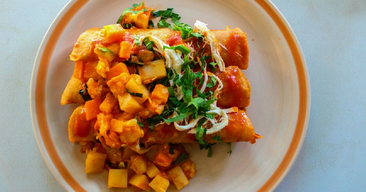 Red Enchiladas With Vegetable Picadillo Recipe By Abigail Comonfort