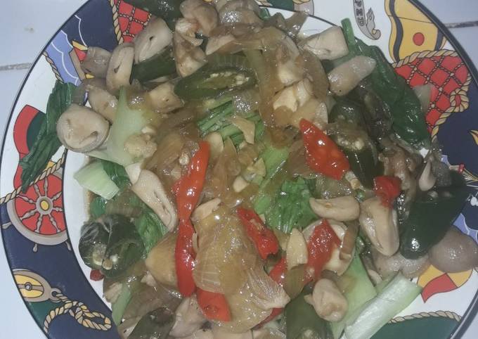 Resep Pokcai jamur kancing saus tiram oleh ummu lubna - Cookpad