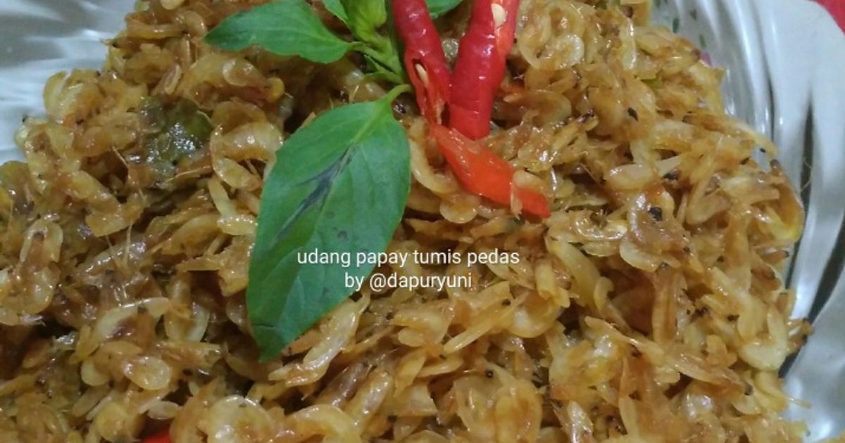 Resep 🦐 Udang Papay Tumis Pedas🌶 oleh dapur hyuni - Cookpad