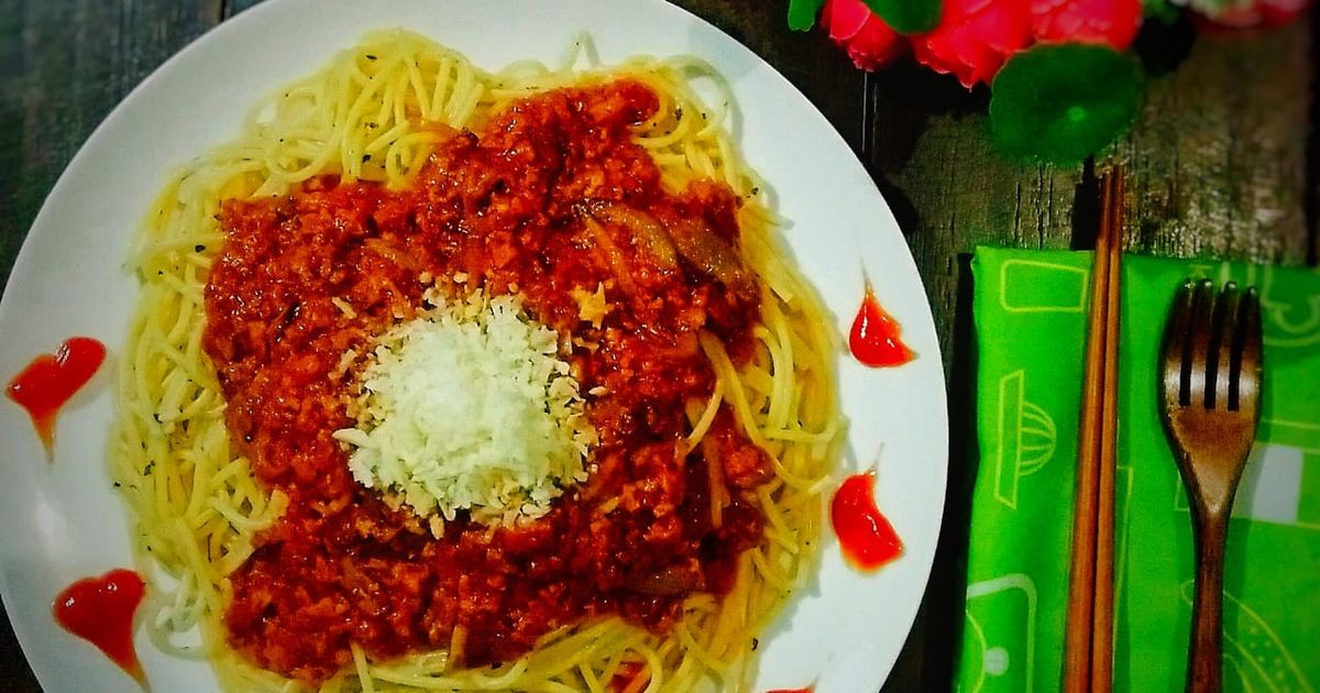 Resep Spaghetti Chicken Bolognaise With Oregano And Double Cheese oleh ...