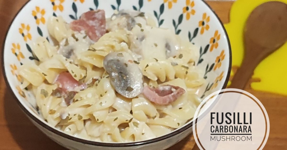 Resep pasta fusilli carbonara jamur rumahan enak dan mudah - Cookpad
