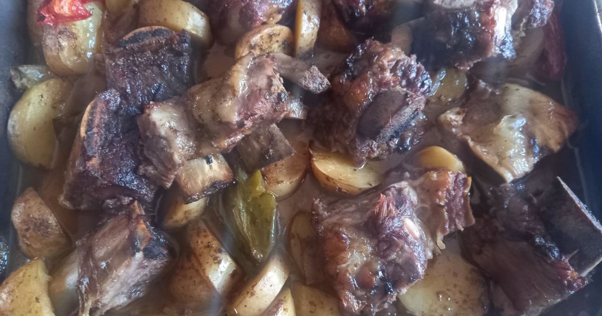tira de asado al horno con papas - 20 recetas caseras- Cookpad