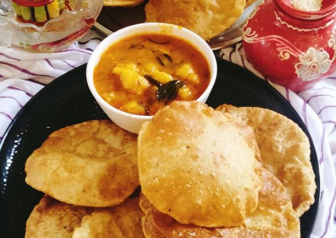 Puri Aloo sabji 🥰(Tari wale aalu sabji with puri 😋) Recipe by Jyoti ...