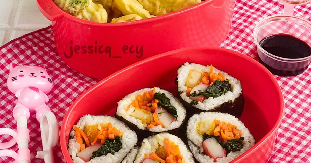 Resep Kimbab & Vegetable Tempura (Bekal Bento Box) oleh Ecy - Cookpad