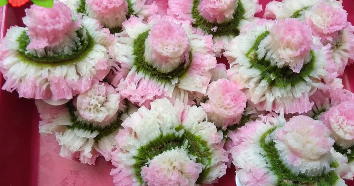 Resep kue bikang mawar pakai agar2 rumahan enak dan mudah - Cookpad