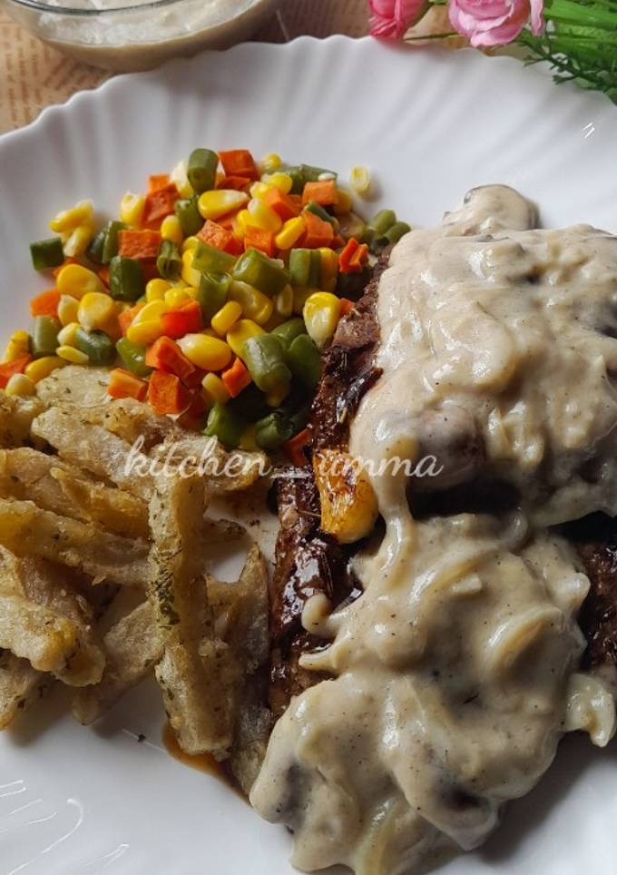 Resep 88 🥩 Sirloin Steak Mushroom Sauce 🥩 Oleh Rahma Ummu Hamzah Cookpad