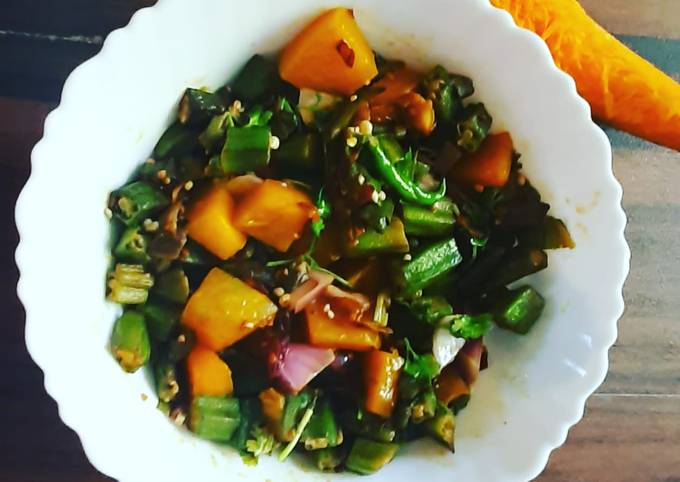 Bhindi kumro vazi Recipe by Polly Basu - Cookpad