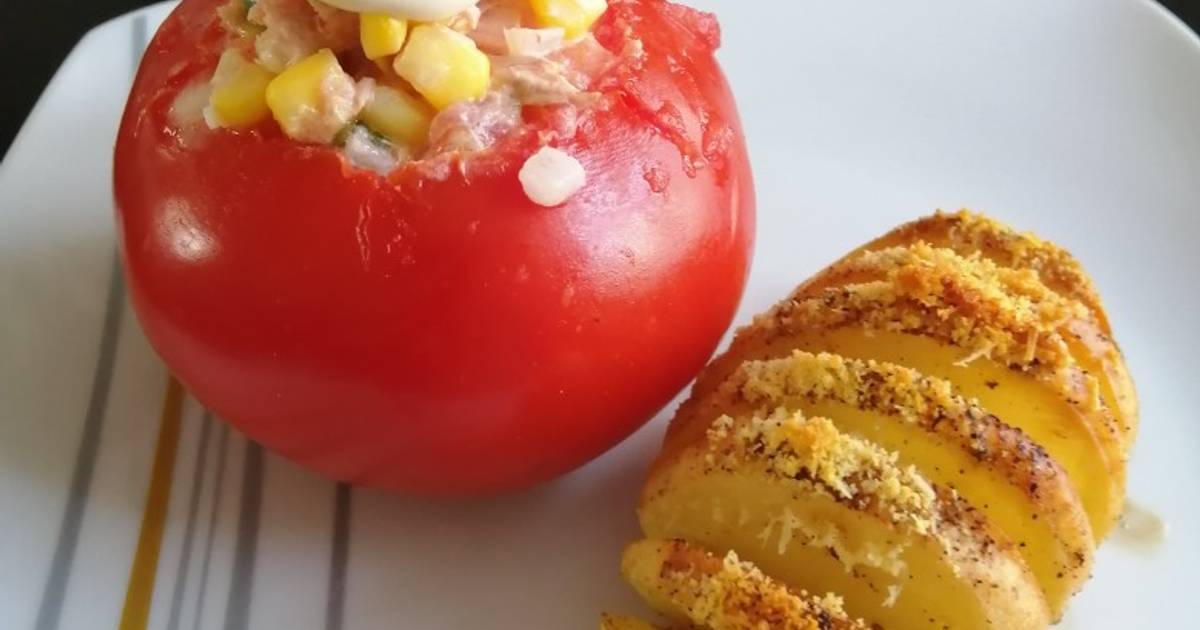 Tomate Relleno con Papa Elegante Receta de neno- Cookpad