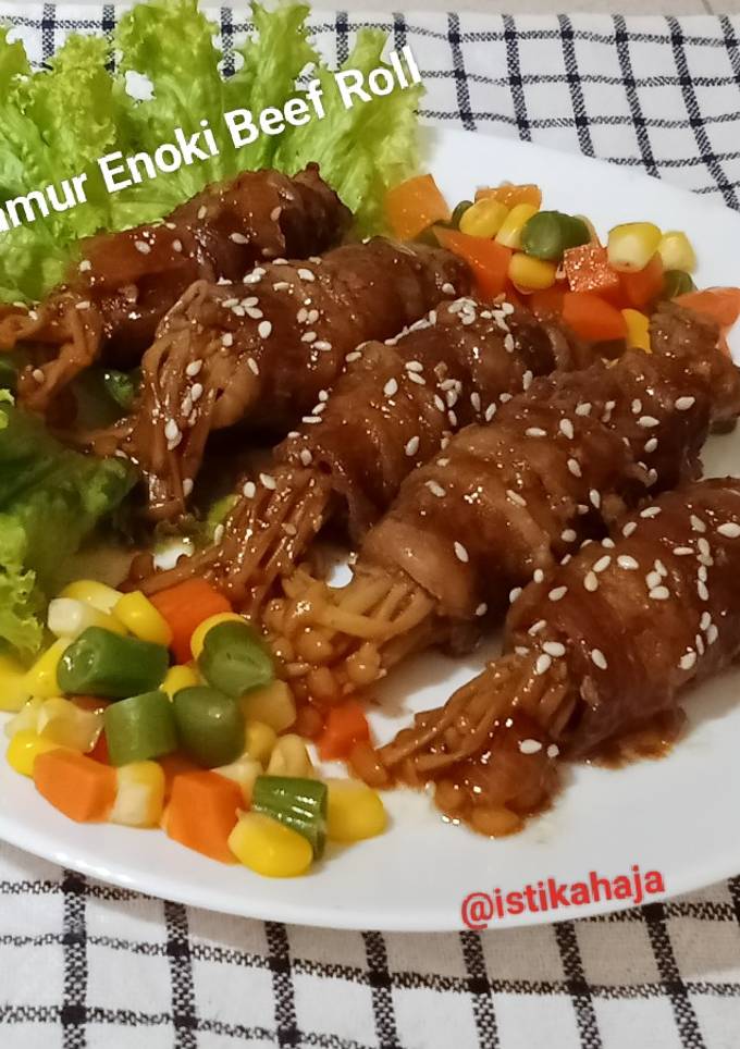 Resep 536. Jamur Enoki Beef Roll oleh Istikah 20444011 - Cookpad