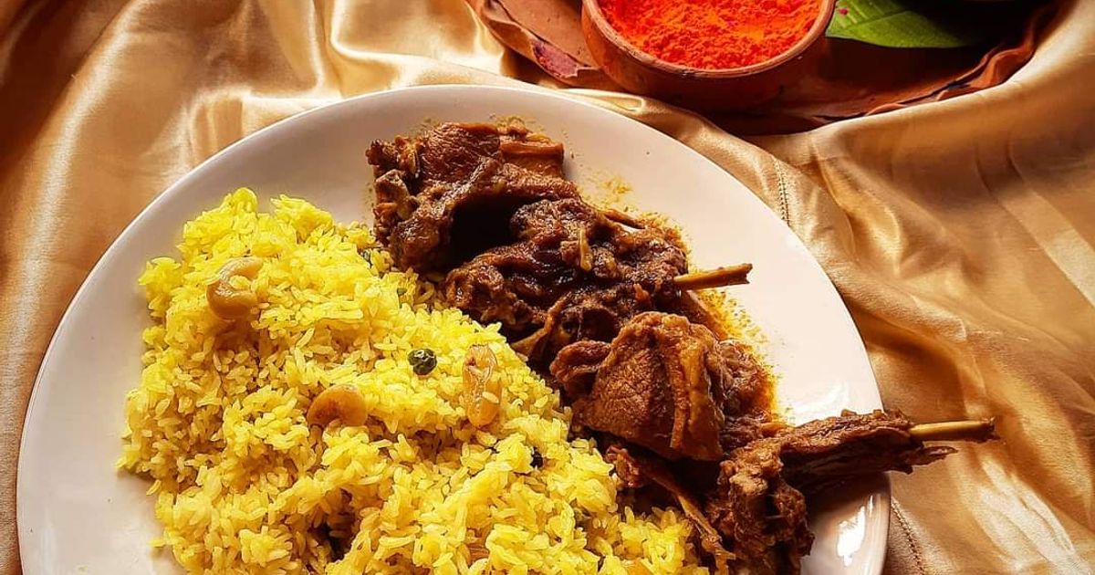 Dustu Biswas দ্বারা মিষ্টি বাসন্তী পোলাও(Mishti Basonti Pulao Recipe In ...