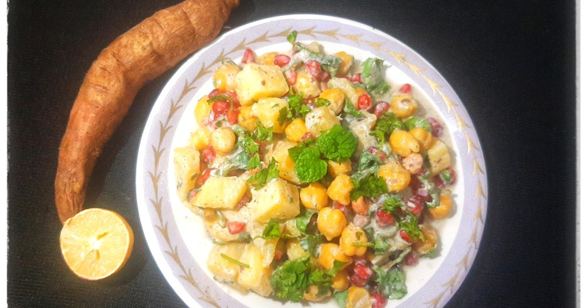 Sweet Potato Chana Oil Free Chat Recipe by Swati Agarwal - Cookpad
