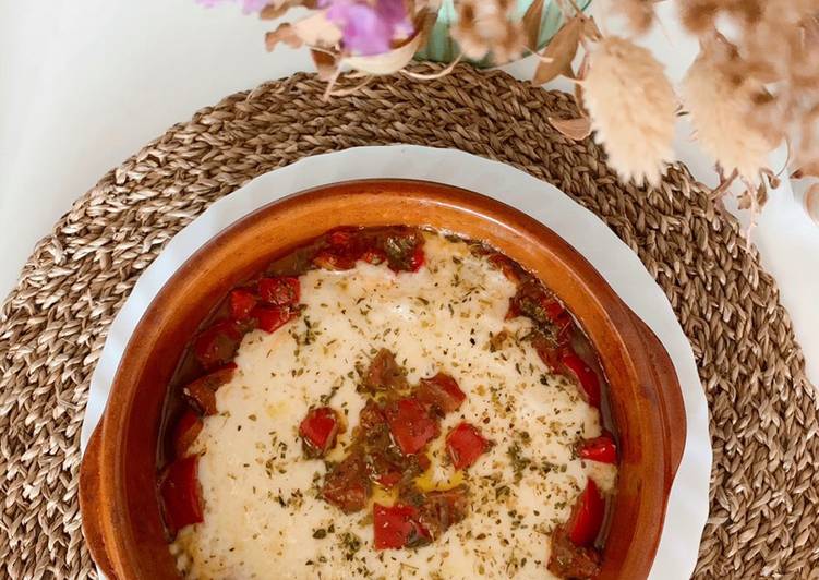 Queso provolone al horno con tomate y orégano Receta de Marina ...