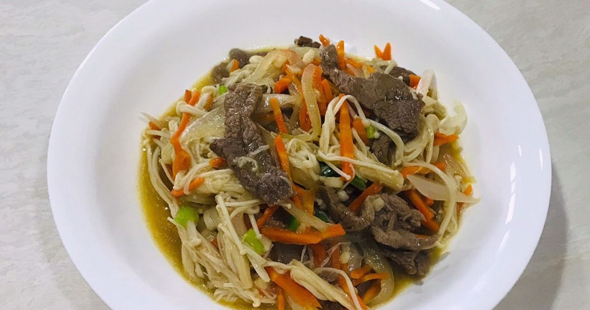 Resep Tumis Jamur Enoki Dan Daging Sapi oleh Angela Litha - Cookpad