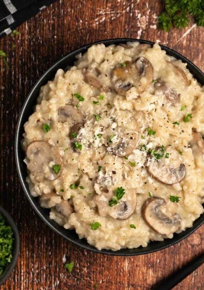 Risotto de champiñones y pollo Receta de Laura- Cookpad