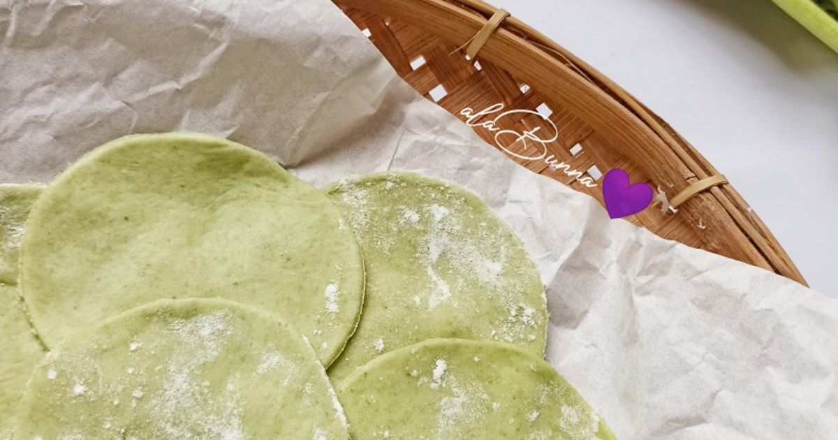 Resep 434. Kulit Kuotie, Pangsit, Dimsum & Momo (Dari Jus Sawi Hijau ...
