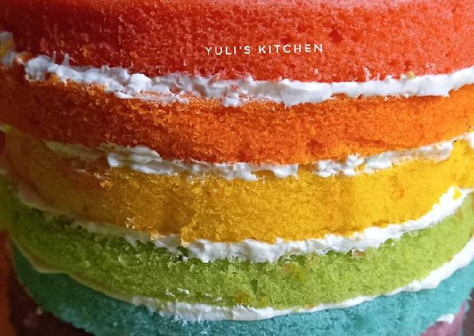 Resep Rainbow Cake HBD oleh yuli's - Cookpad