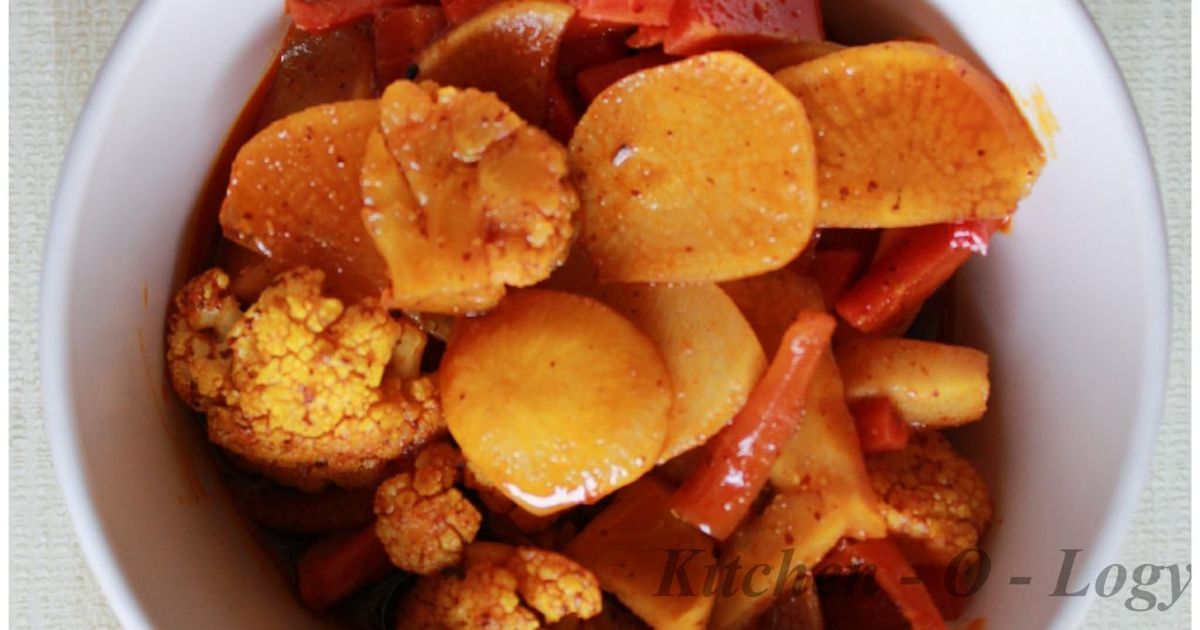 Gobi, Gajjar & Shalgham Achar Recipe by Sanam Merchant/Rachna Chadha ...