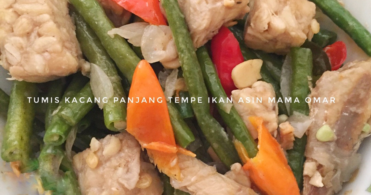 Resep Tumis Pedas Kacangpanjang Tempe Ikan Asin oleh Dapur_macio - Cookpad
