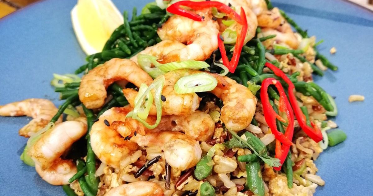 Grilled Prawns With Egg Wild Fried Rice And Samphire Recipe by Fittest ...