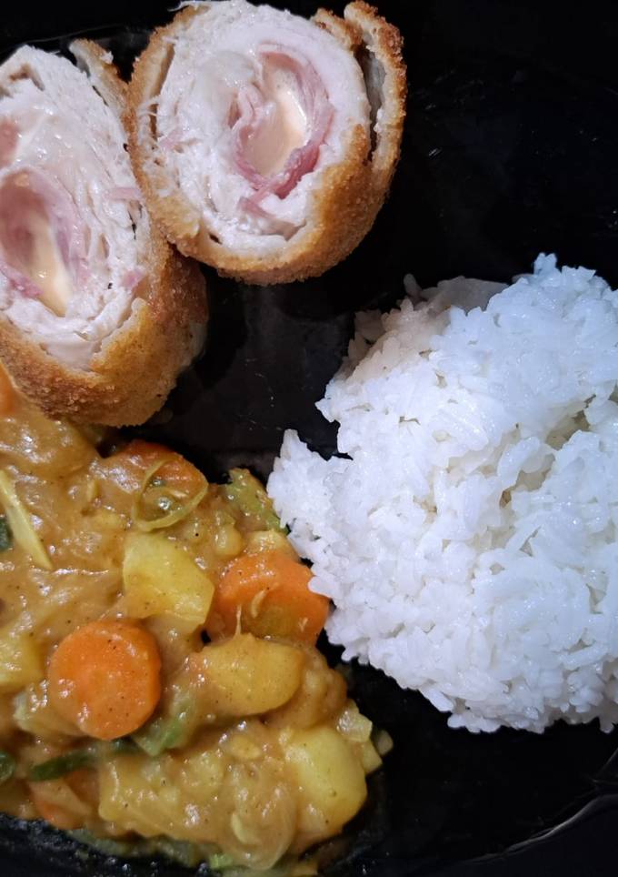 Resep Chicken cordon bleu with Japanese curry rice oleh Yasmine - Cookpad
