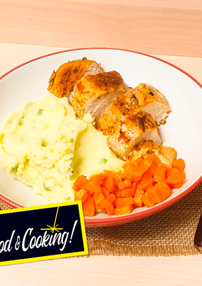 Pollo Con Puré De Patatas Y Zanahorias Glaseadas Receta de FOOD&COOKING!