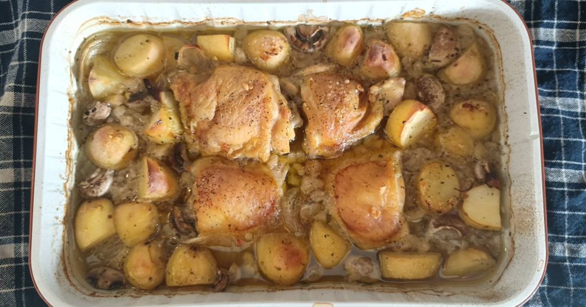 Chicken, veg, sage and onion stuffing tray bake Recipe by Miss Fluffy's ...