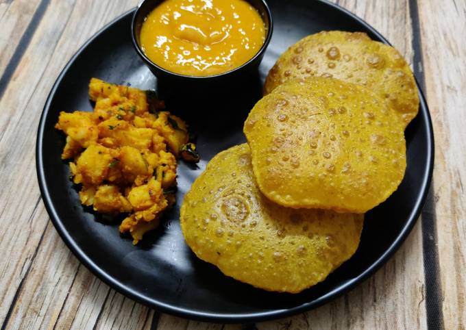 Aam ras with puri and potato bhaji Recipe by DrPushpa Dixit - Cookpad