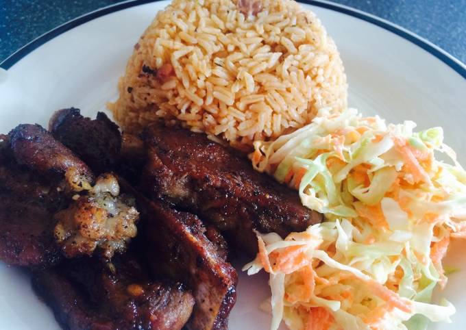 Moro de habichuela con costillas ala BBQ y cole slaw Receta de Nicole ...