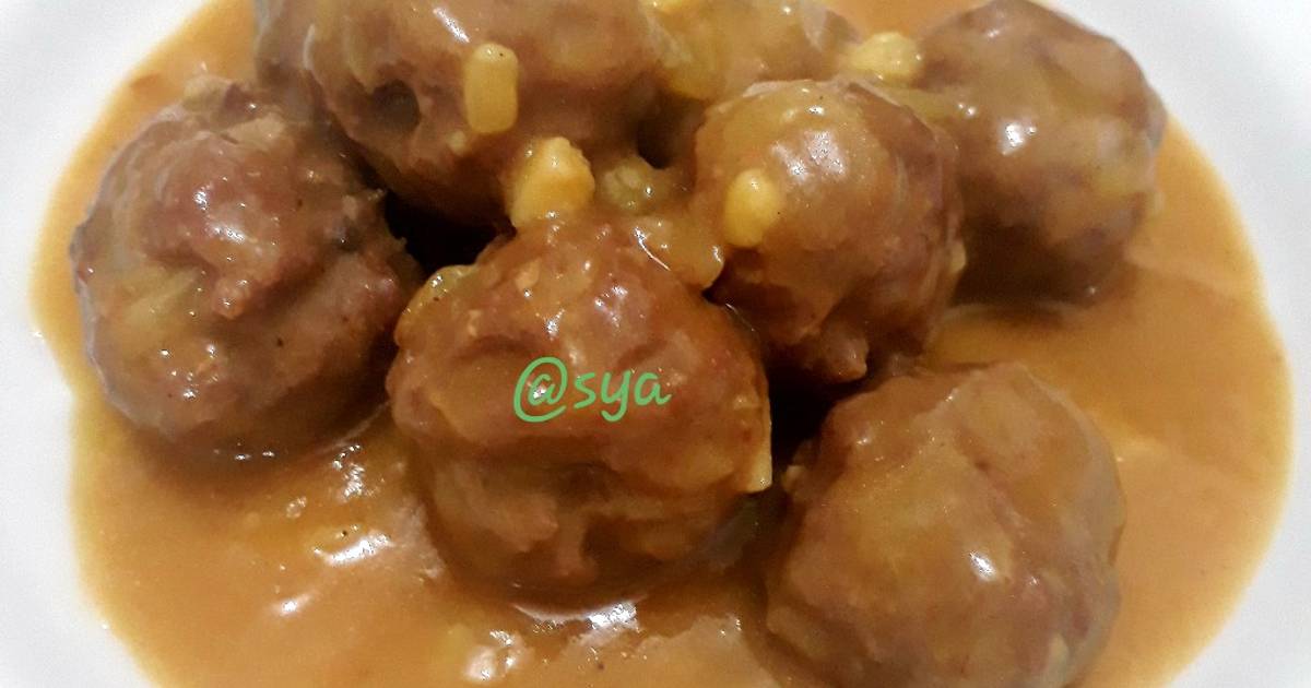 Resep Bola-bola daging Saus gravy oleh Sya - Cookpad