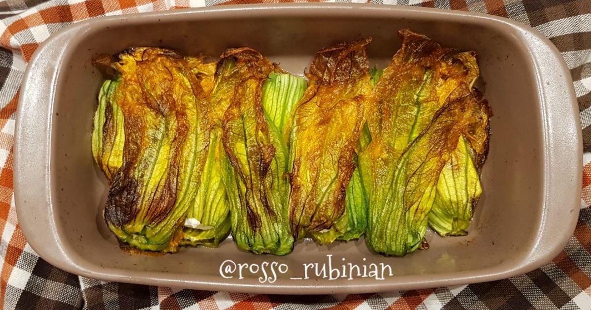 Baked Zucchini Flowers With Buffalo Ricotta Recipe By Rosso Rubinian