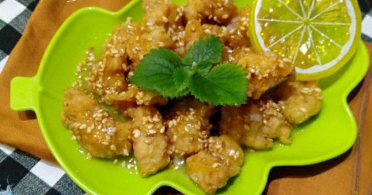 Resep Ayam Tepung Saus Lemon oleh Nining MamaLouis - Cookpad