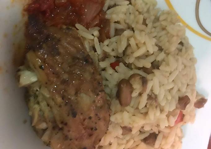 Rice and Beans with Chicken Stew Recipe by Oby Okoruwe - Cookpad