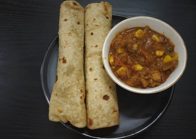 Chapati Corn Chicken Roll | Kids Lunch Box Recipe | Chapati Roll ...