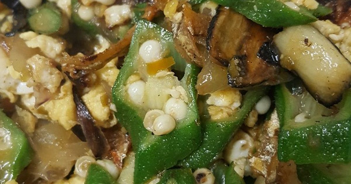 Fried Lady Fingers With Egg And Anchovies (Malaysian Style) Recipe By ...