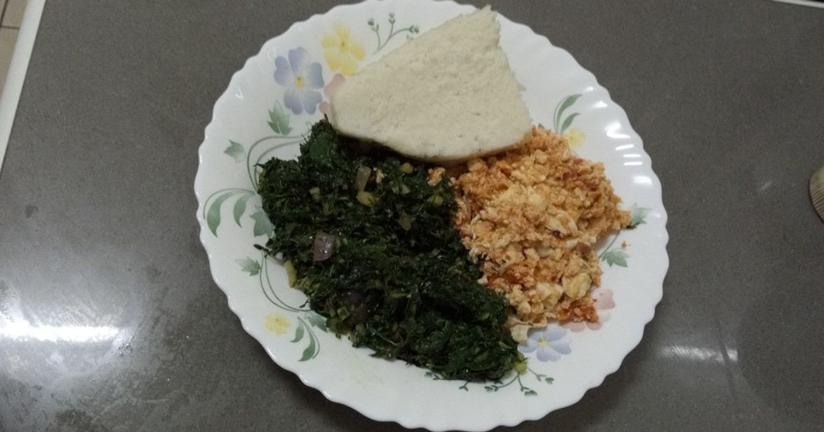 Ugali, Sukuma Wiki With Scrambled Eggs Recipe by Ann David - Cookpad