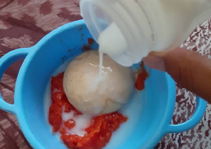 Resep Puree pepaya mix biskuit milna + susu oleh Dewok - Cookpad