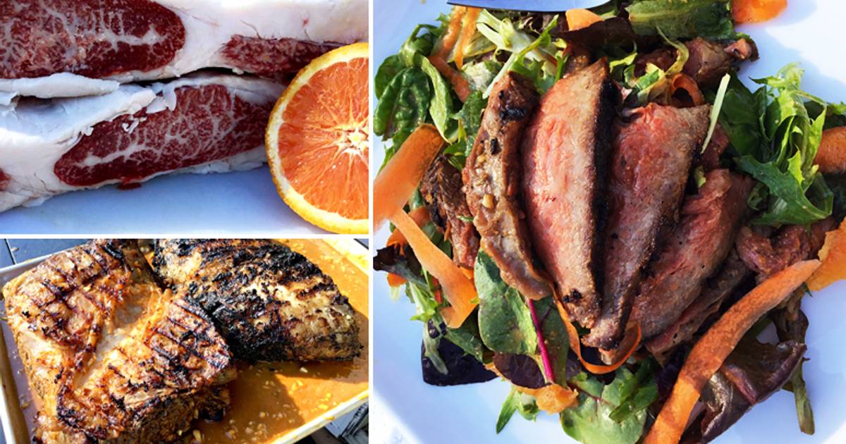 Orange, Ginger & Miso Marinated Wagyu Rib Lifter Salad Recipe by ...