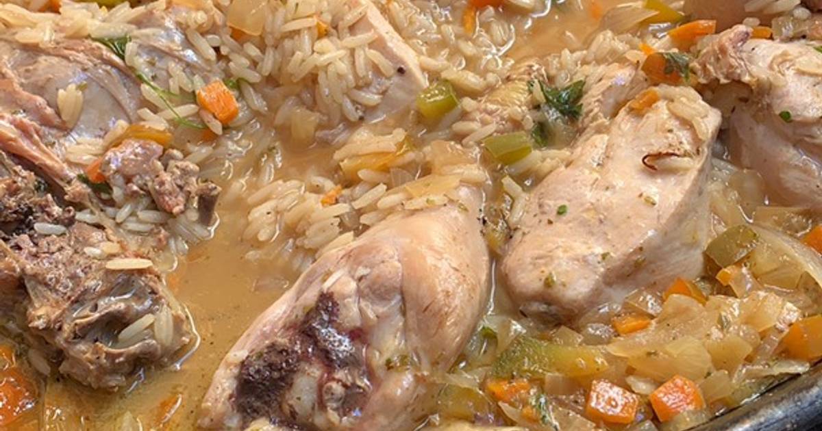 Pollo al disco con arroz Receta de Ramiro Martinez- Cookpad