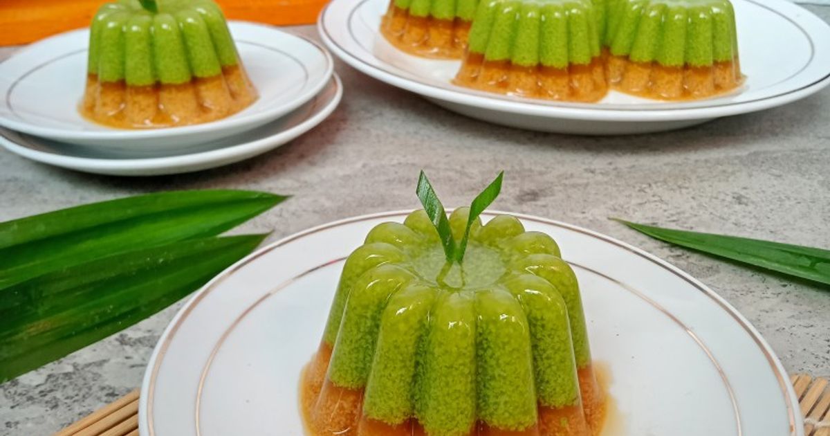 Resep Pudding Lumut Pandan Lapis Gula Aren oleh Bunda Nafisha - Cookpad
