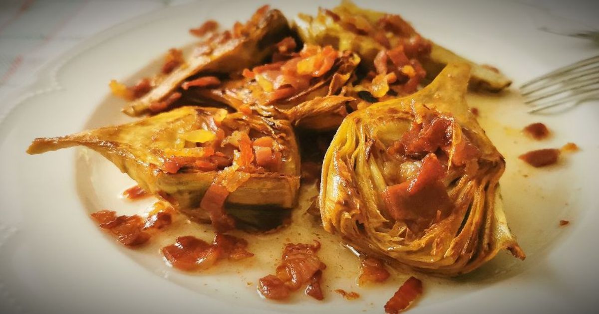 Alcachofas A La Plancha Con Jamón Ibérico Receta de josevillalta