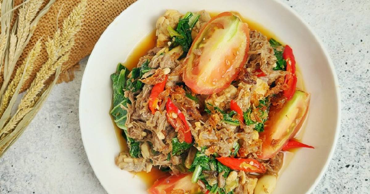Resep Tumis daging suwir sawi ijo oleh elvira Agustina - Cookpad