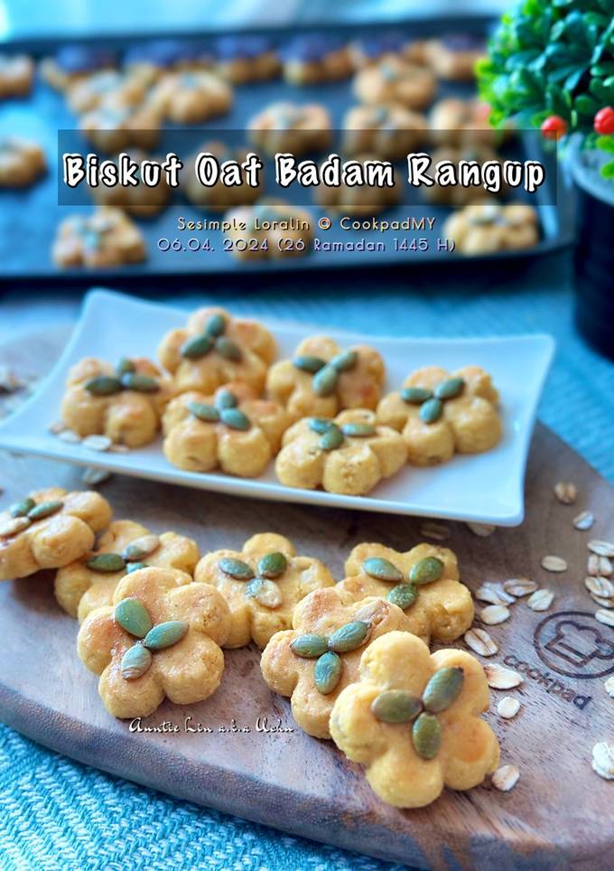 Resipi Biskut Oat Badam Rangup dengan Tip (Biskut Raya) oleh Sesimple ...