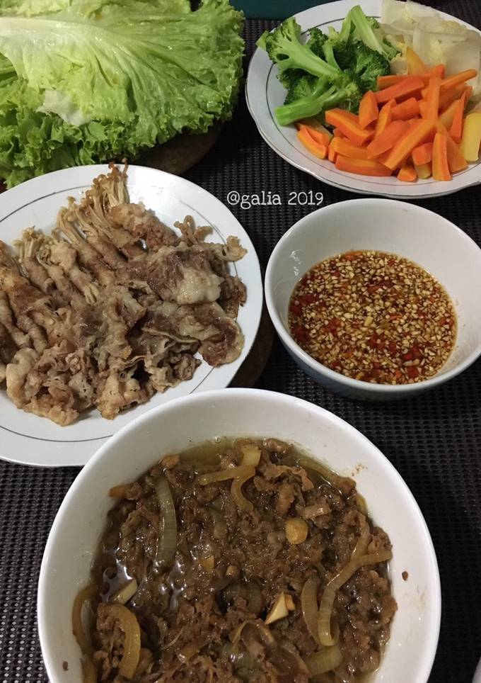 Resep Grill meat slice with enoki aka daging slice panggang dengan ...