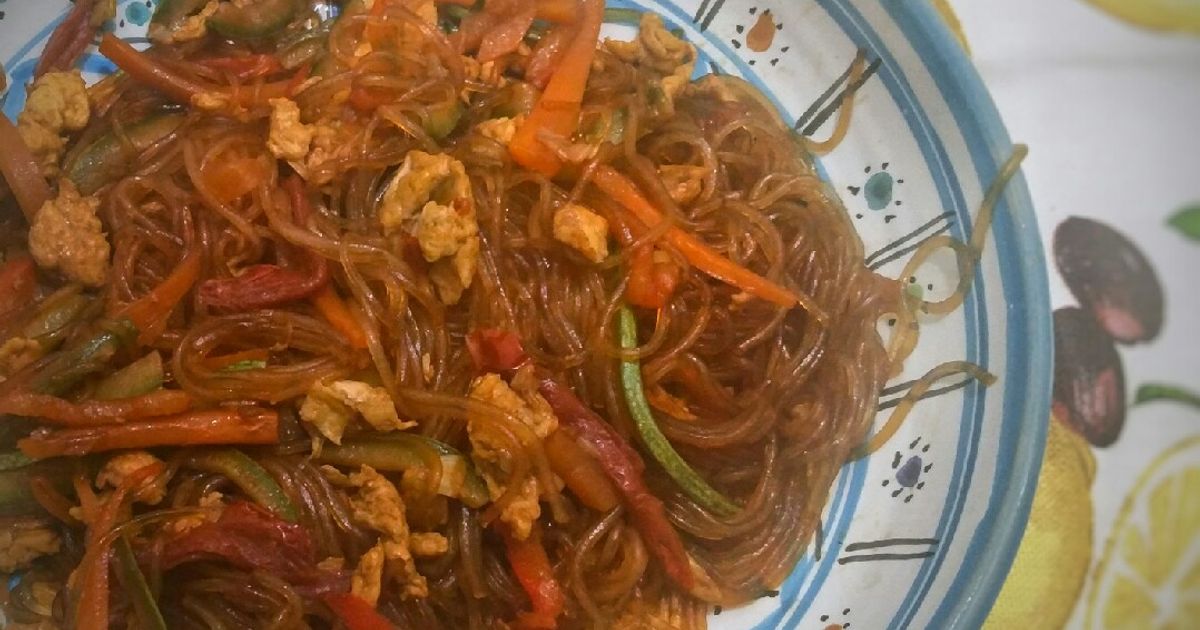 Soybean Spaghetti With Vegetables And Egg Recipe By Andrea