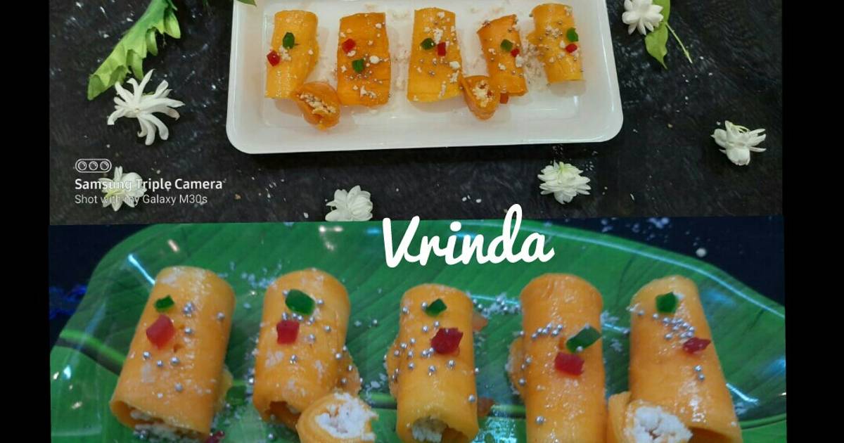 Mango Cheese Rolls Recipe by Vrinda Idnani - Cookpad