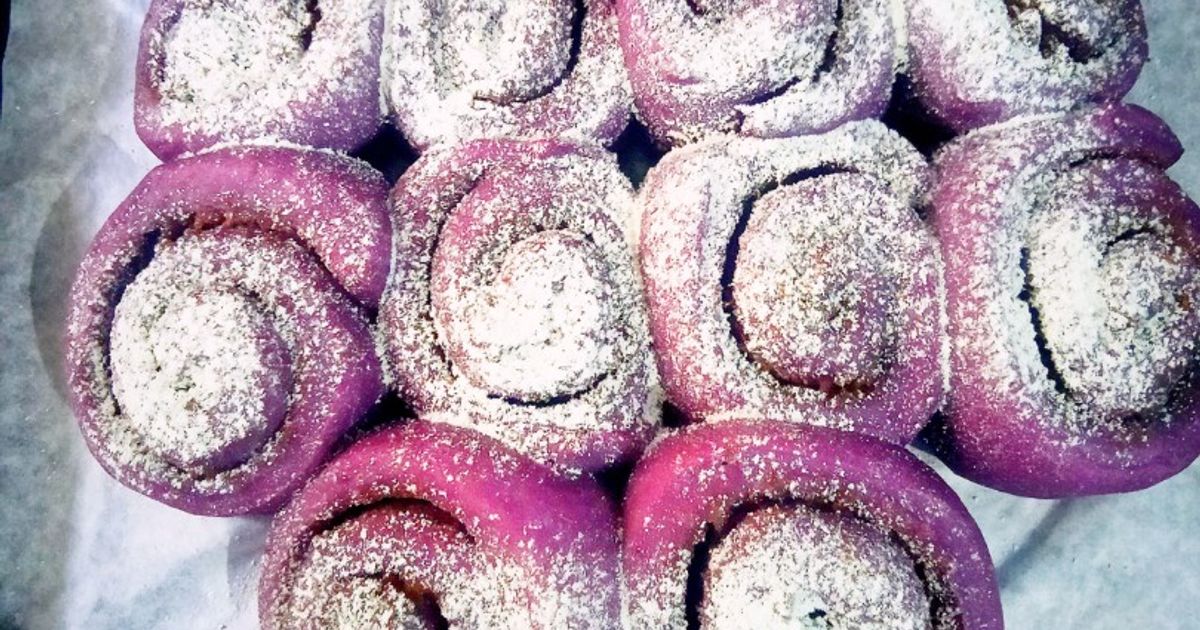 Resep Anko Rolls~Red Bean Paste Rolls With Purple Sweet Potato Bread ...