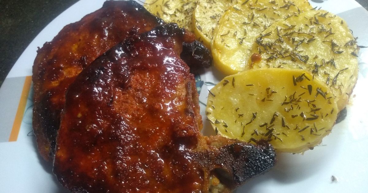 chuleta de cerdo al horno en salsa bbq - 7 recetas caseras- Cookpad