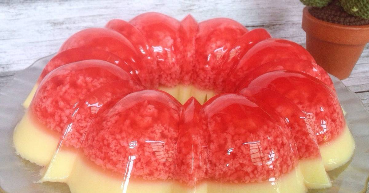 Resep Pudding Lumut Strawberry Mentega oleh Yummy Popty Ping - Cookpad