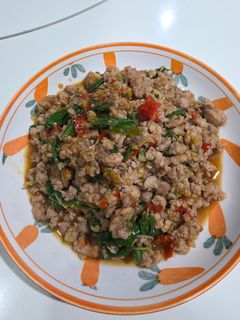 Pad Krapow With Ground Pork And Pork Belly Recipe by apple